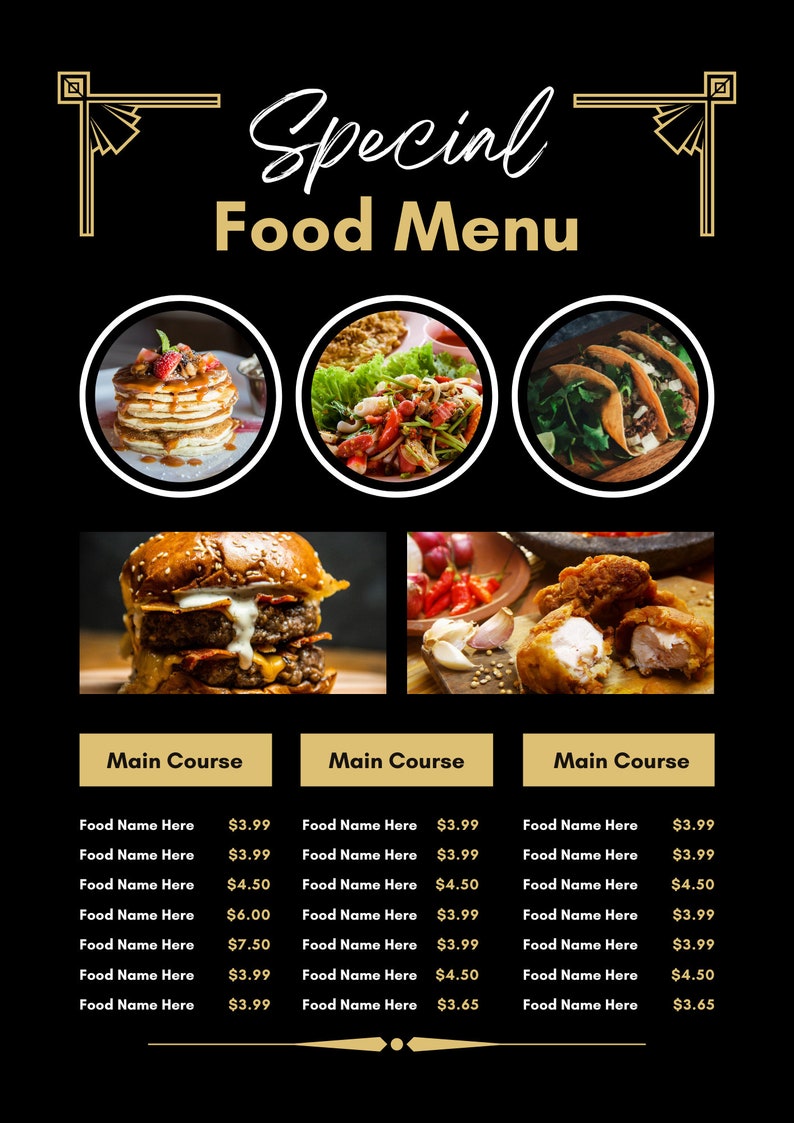 Modern Restaurant Menu Template Bundle | Printable Restaurant Menu ...
