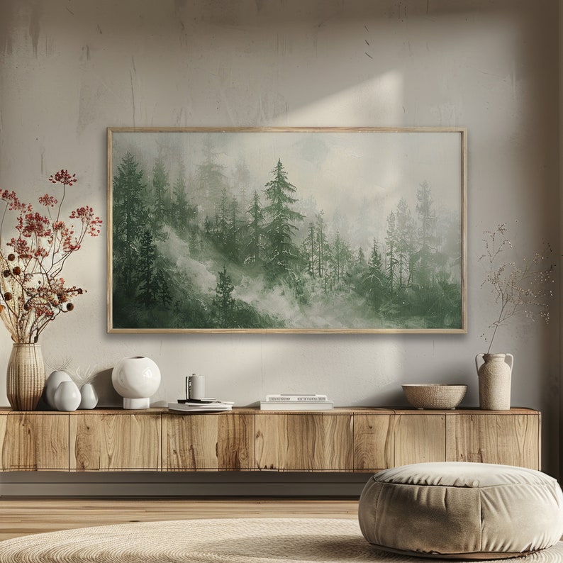 Winter Forest Landscape Frame TV Art, Rustic Christmas Screensaver ...