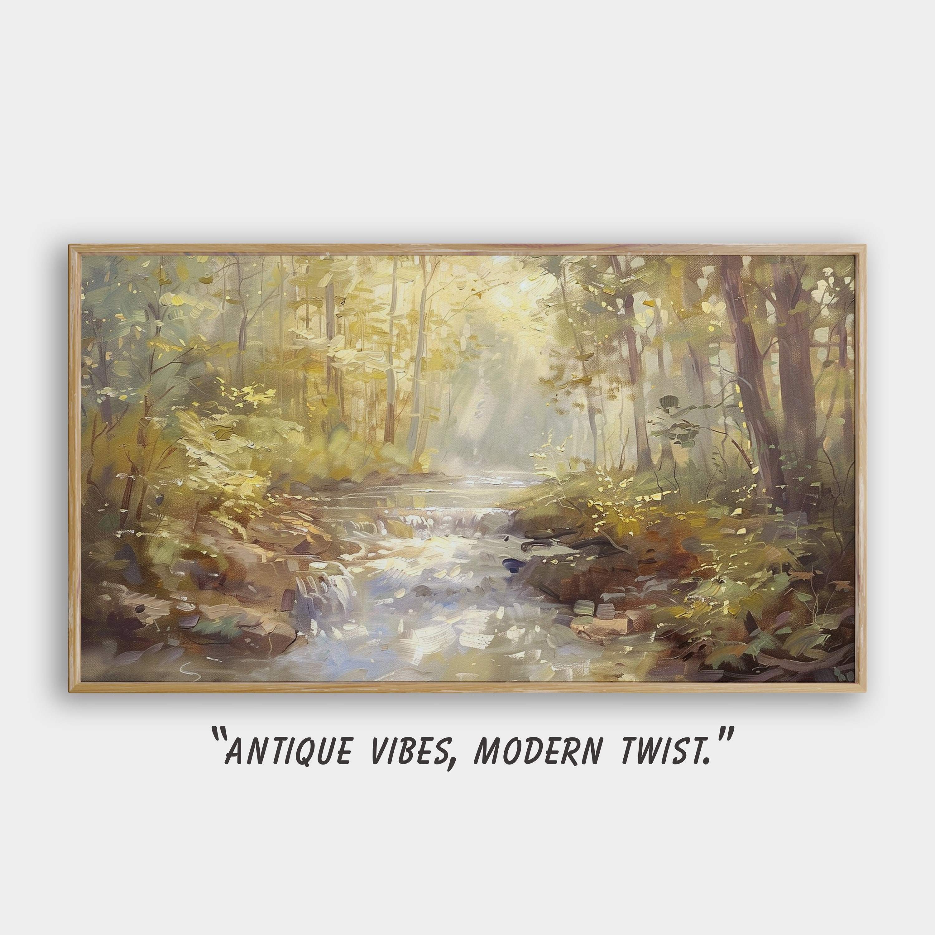 Stream Landscape Painting Spring Frame TV Art Spring Forest River ...