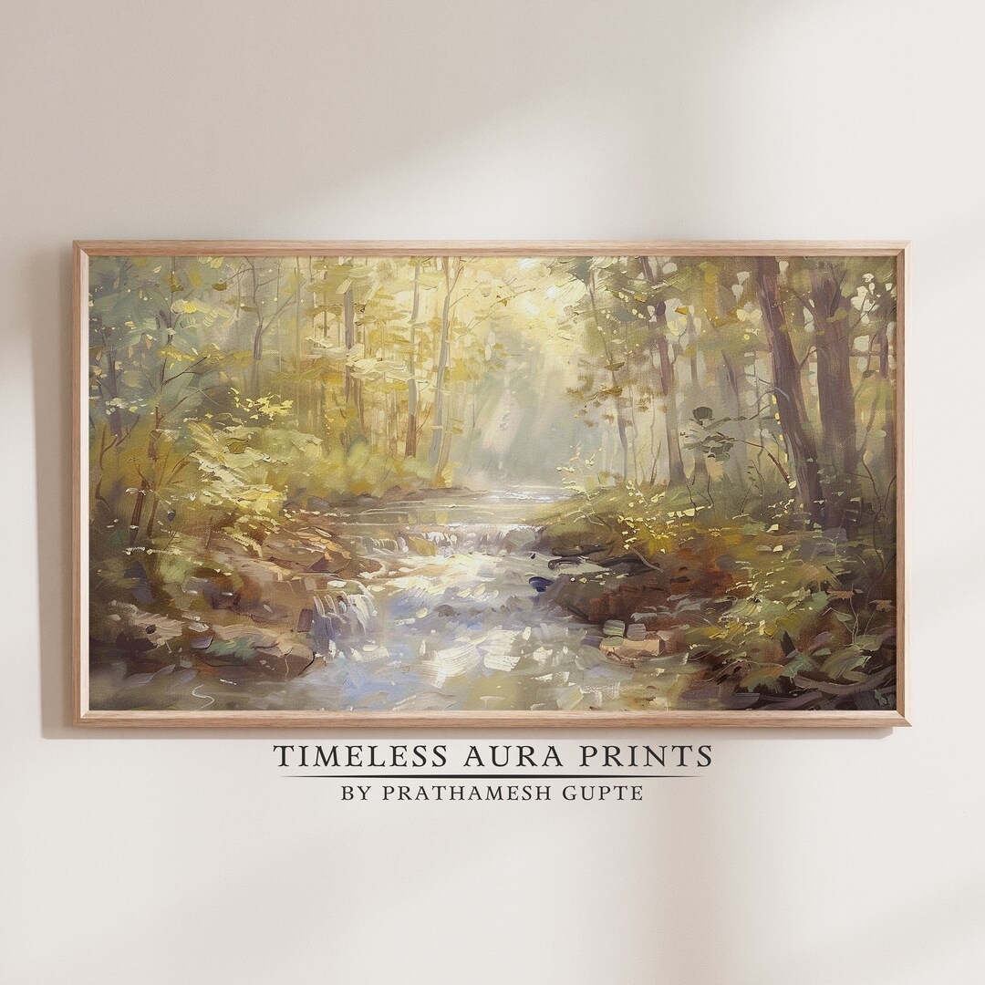Stream Landscape Painting Spring Frame TV Art Spring Forest River ...