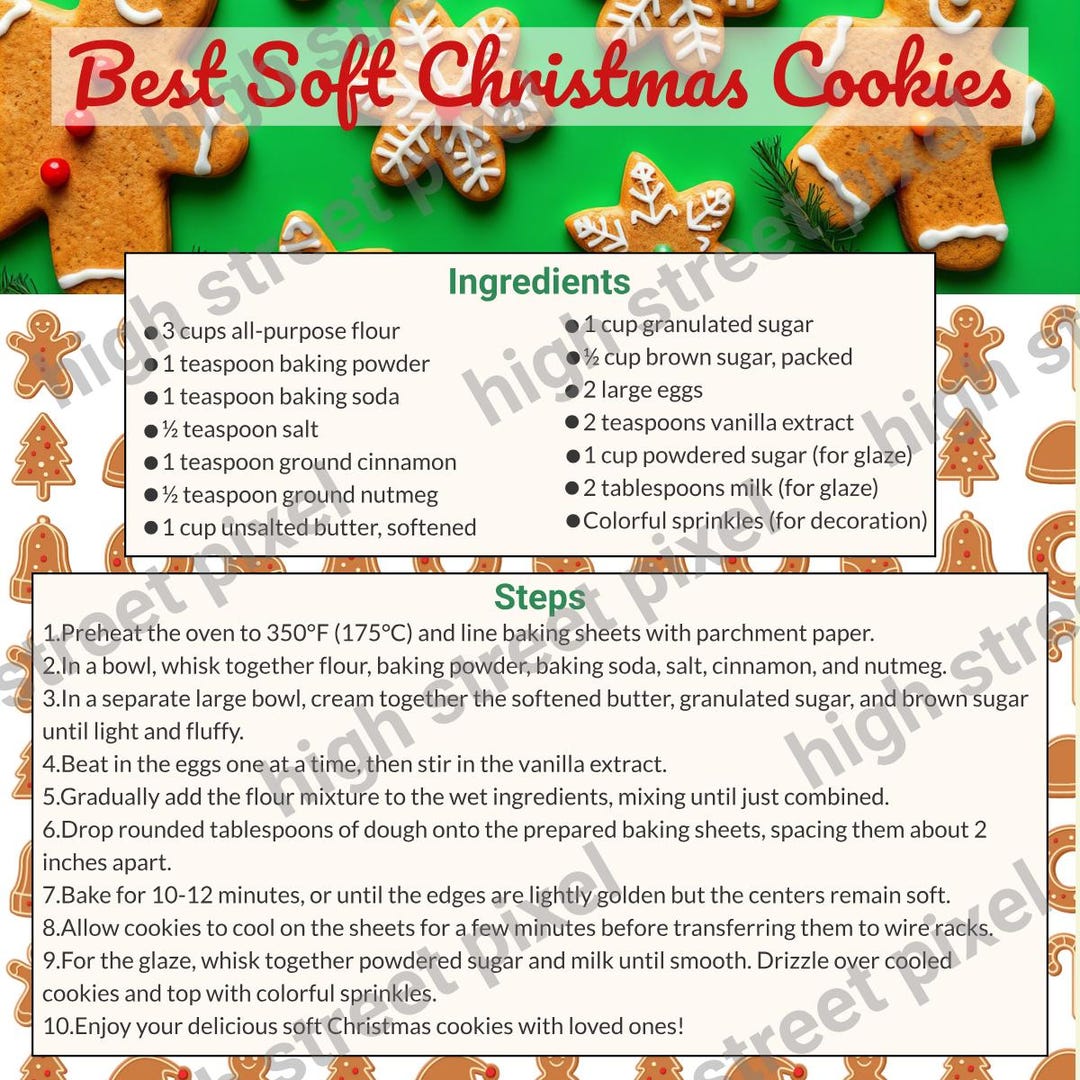 Best Soft Christmas Cookies Recipe Card Printable Digital Download ...