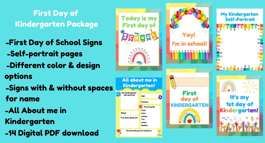 1st Day of Kindergarten Package, Kindergarten, Kinder, First Day of ...