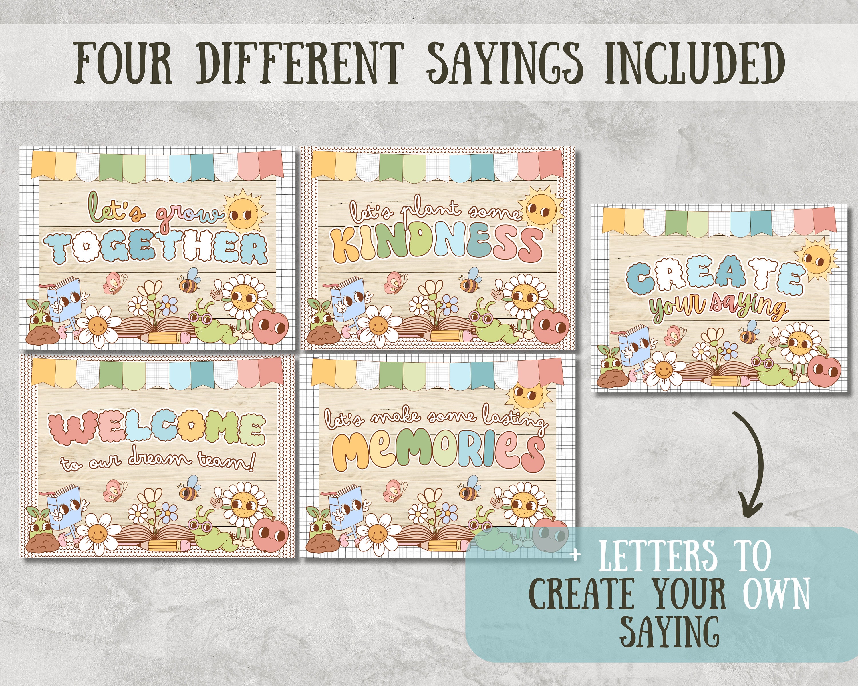 Welcome Back to School Bulletin Board Kit Groovy Retro Back to School ...