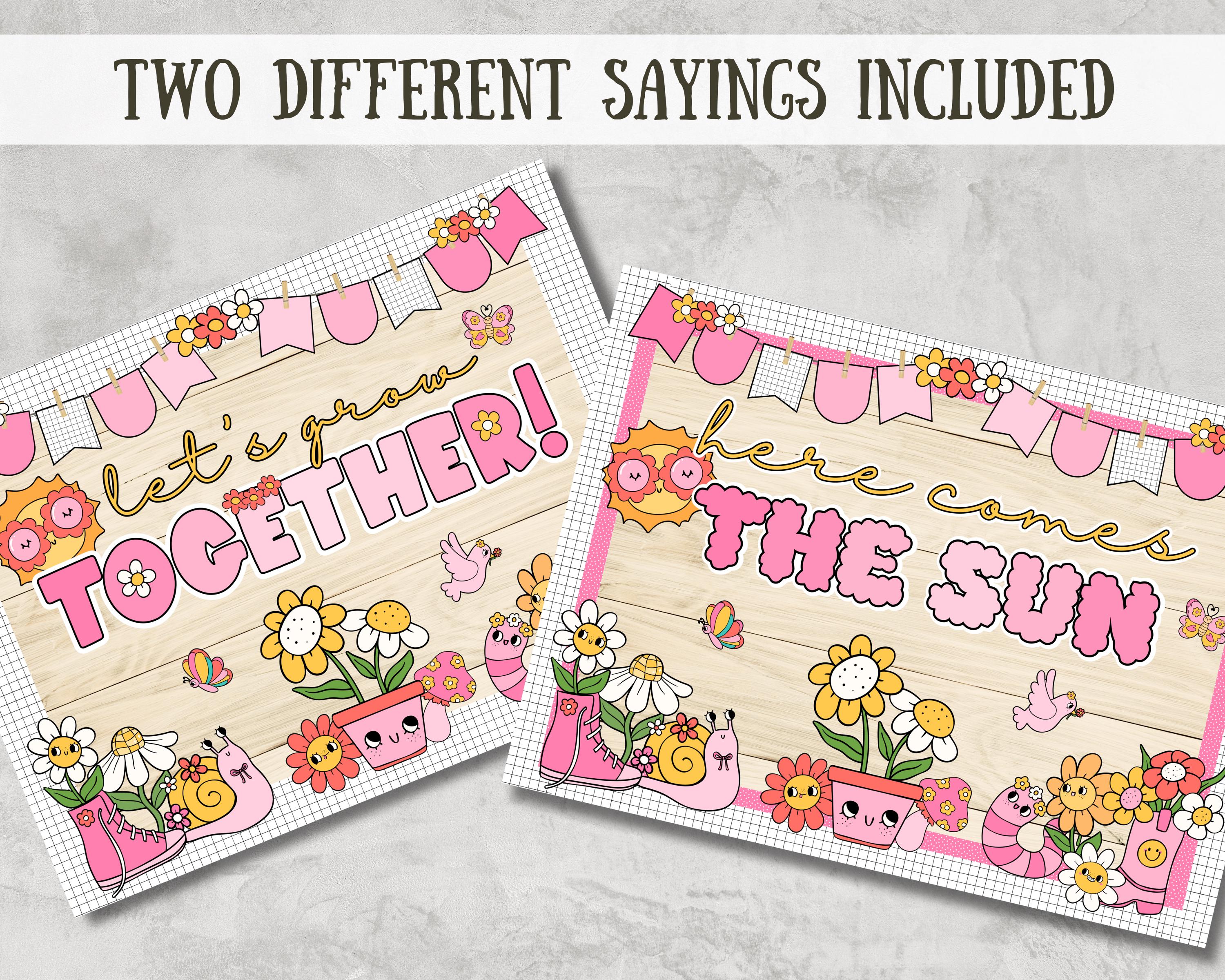 Spring Bulletin Board Ideas Pink April March Bulletin Board Kit Door ...