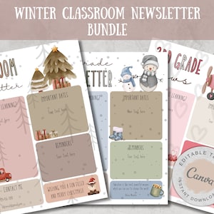 Winter Classroom Newsletter Template Canva Classroom Newsletter for ...