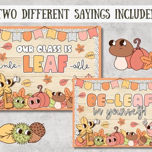 Autumn Fall Bulletin Board Kit Groovy Retro Leaf Leaves Beleaf in ...