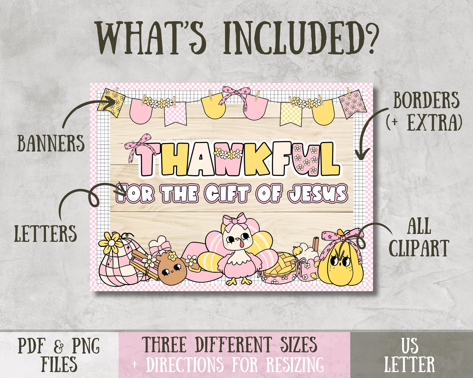 Christian Thanksgiving Bulletin Board Kit Religious Fall Bulletin Board ...