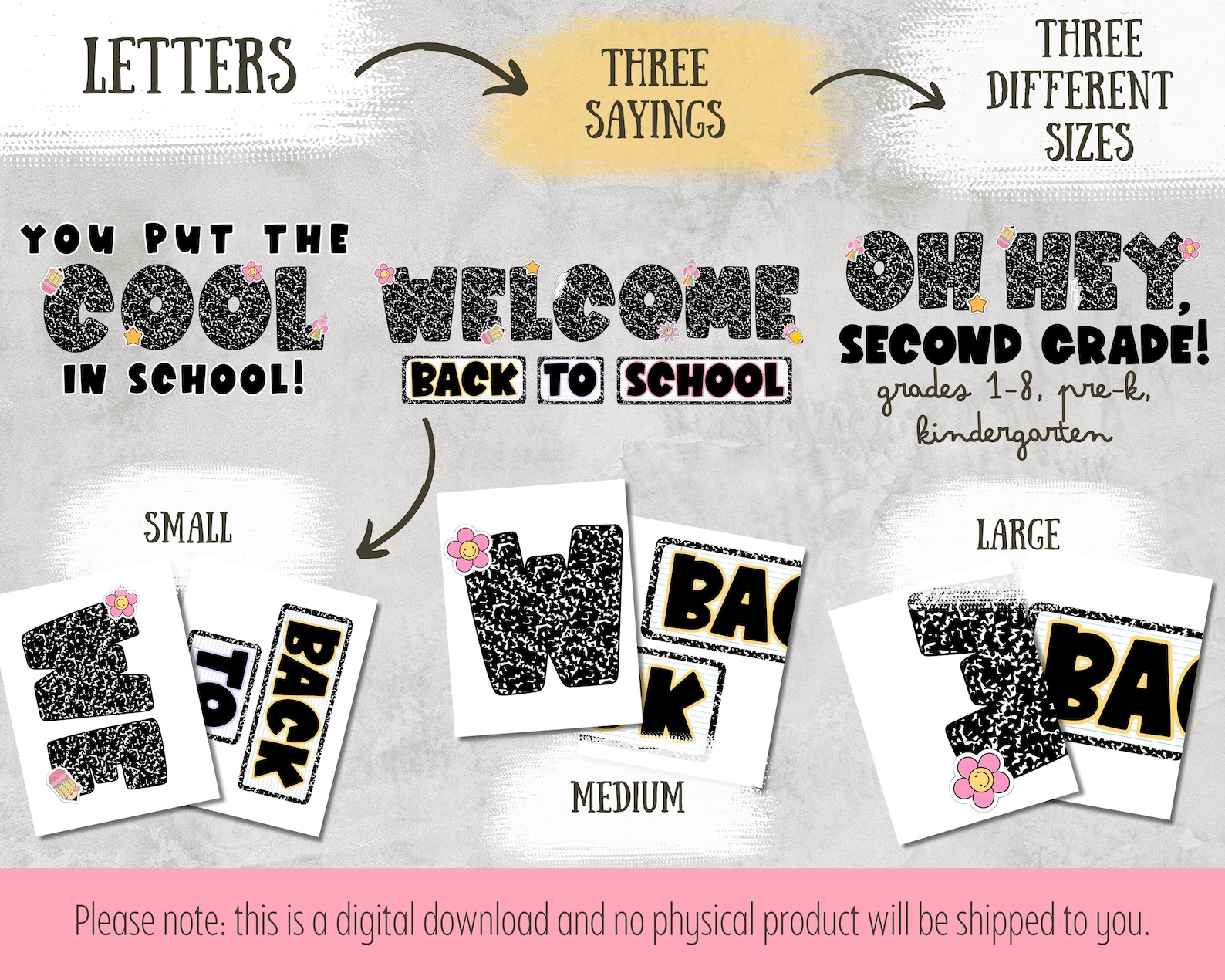 Welcome Back to School Bulletin Board Kit Ideas Composition Notebook ...