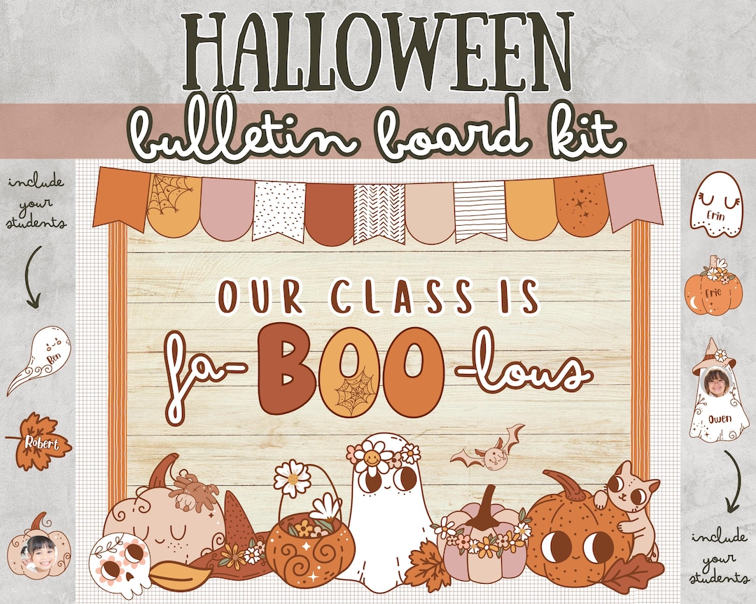 Halloween Bulletin Board Kit Groovy October Fall Bulletin Board Autumn ...