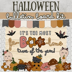 Boho Halloween Bulletin Board Kit October Fall Bulletin Board Autumn ...