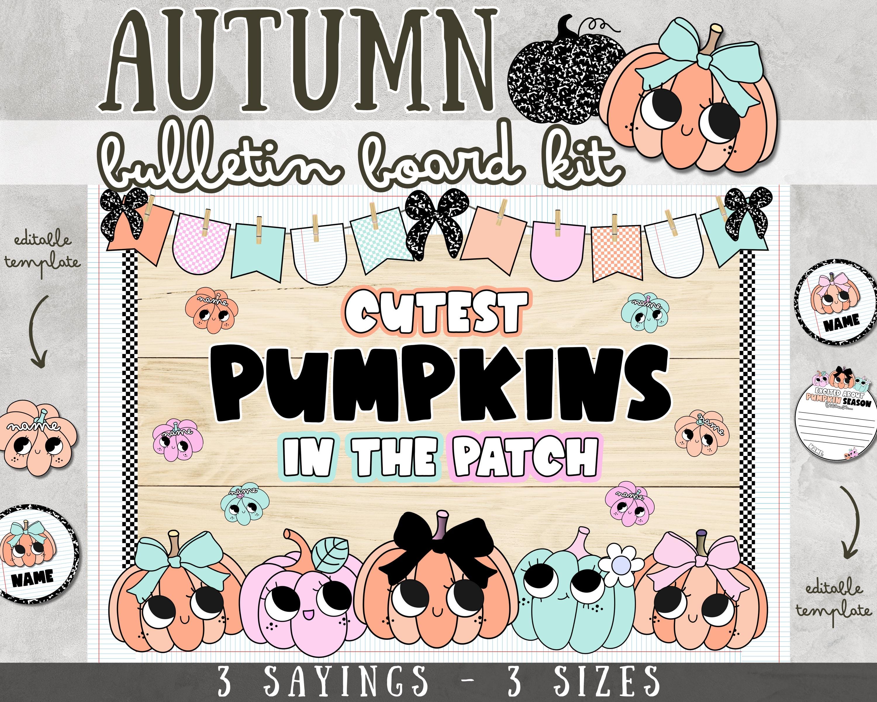 Fall Autumn Bulletin Board Kit Groovy Retro September October November ...