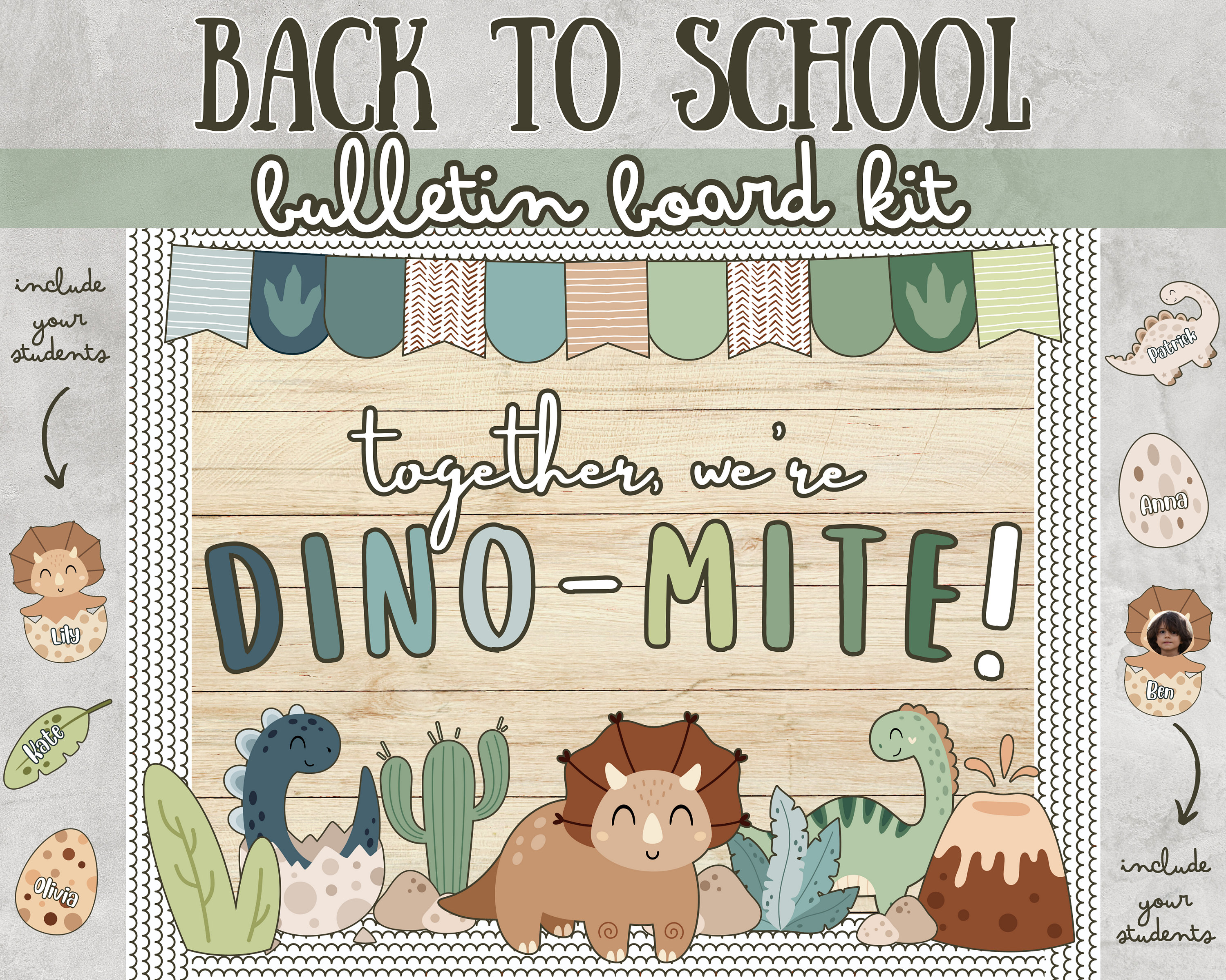 Dino Back to School Bulletin Board Kit Welcome Back to School Classroom ...