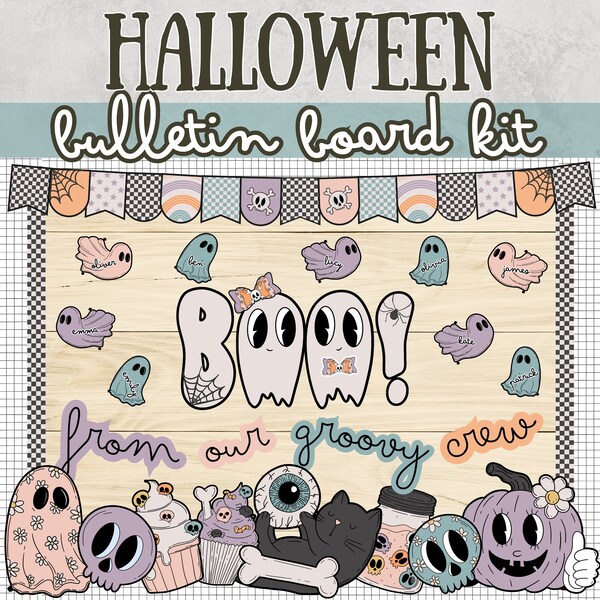 Welcome Back to School Bulletin Board Kit Back to School Decor Groovy ...