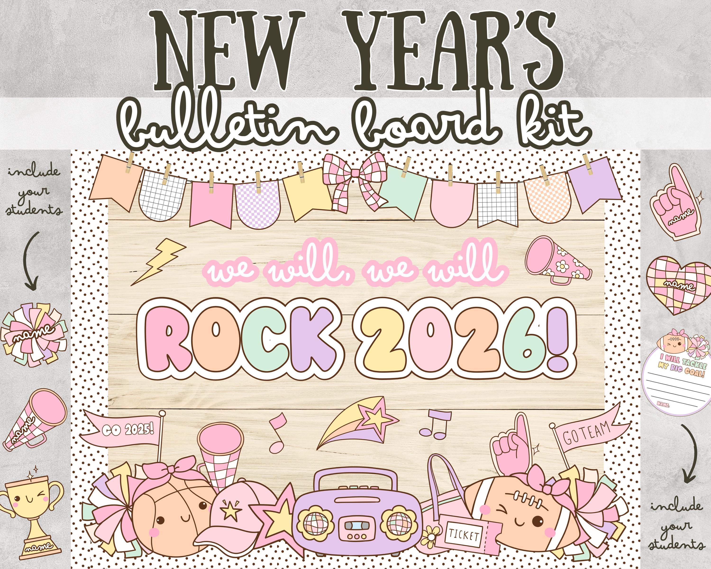 New Year Bulletin Board Kit 2026 Decoration Ideas January Winter ...