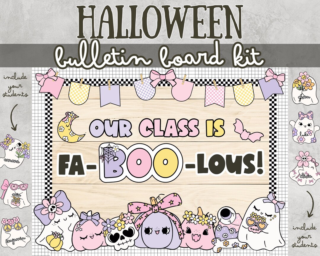 Groovy Halloween Bulletin Board Kit October Fall Bulletin Board Autumn ...