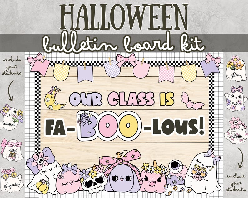 Groovy Halloween Bulletin Board Kit October Fall Bulletin Board Autumn ...