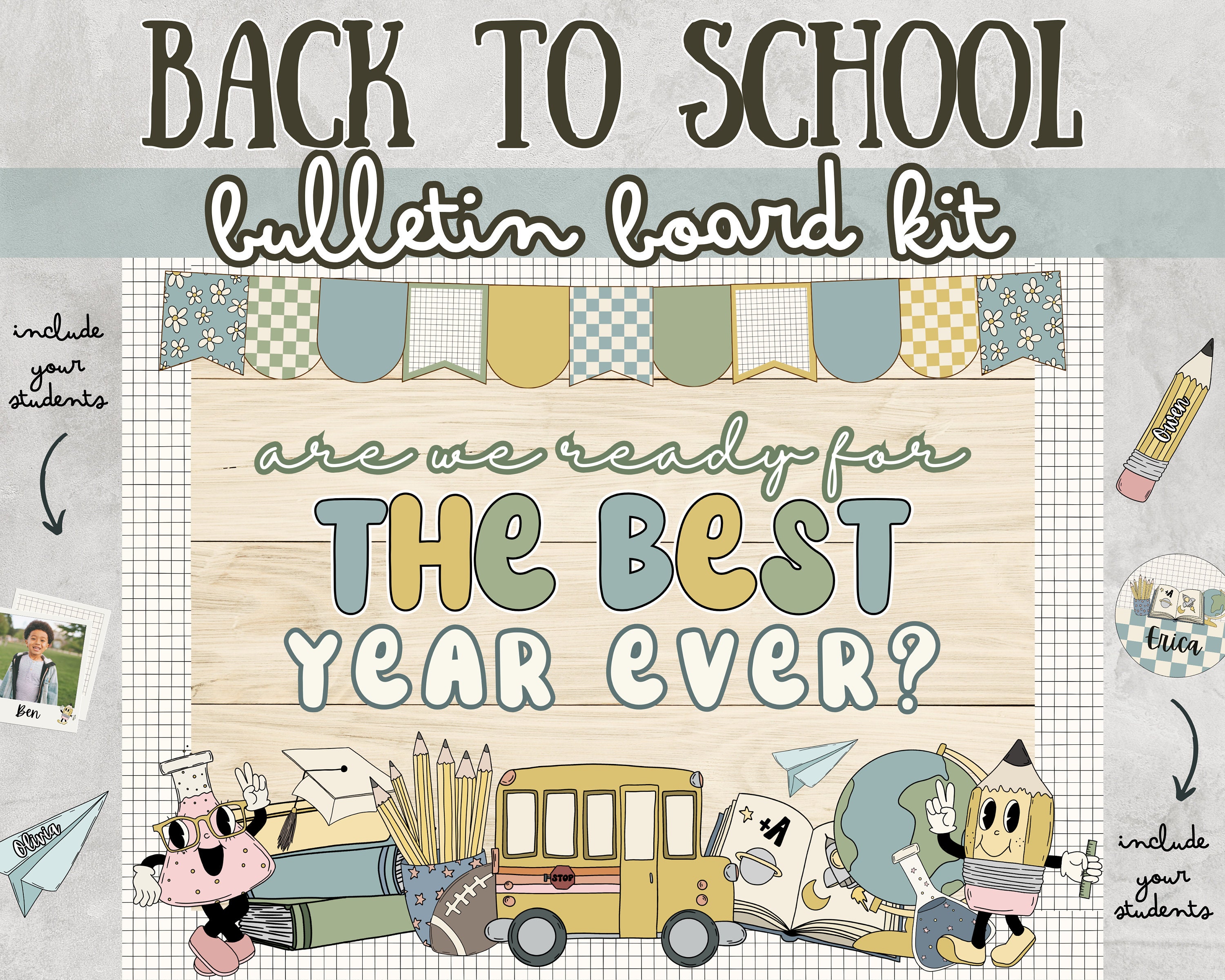 Welcome Back to School Bulletin Board Kit School Supplies Classroom ...