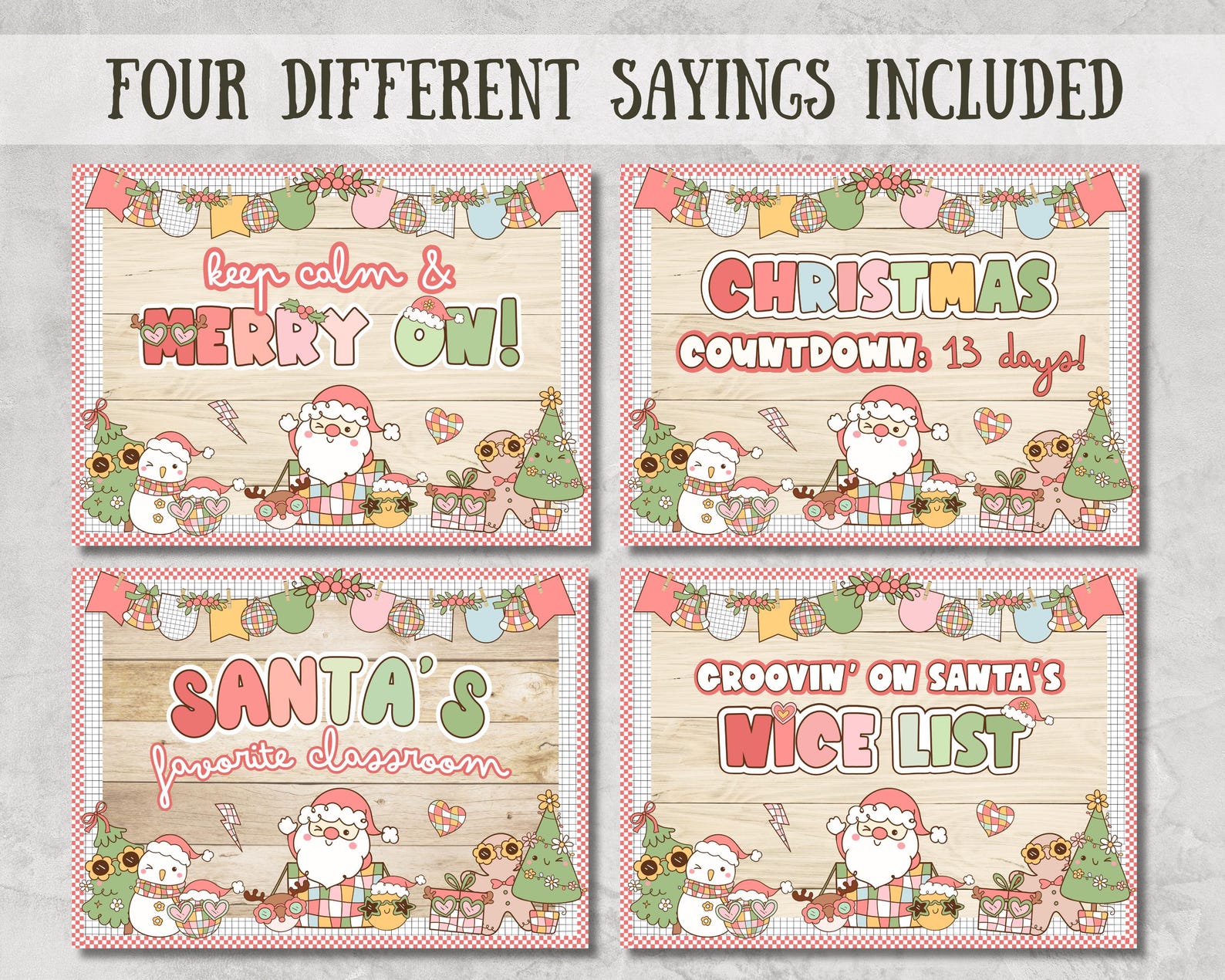 Christmas Bulletin Board Kit December Winter Bulletin Board Ideas Retro ...