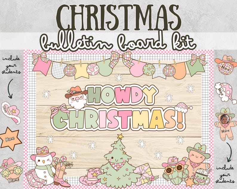 Western Christmas Bulletin Board Kit December Winter Bulletin Board Kit ...