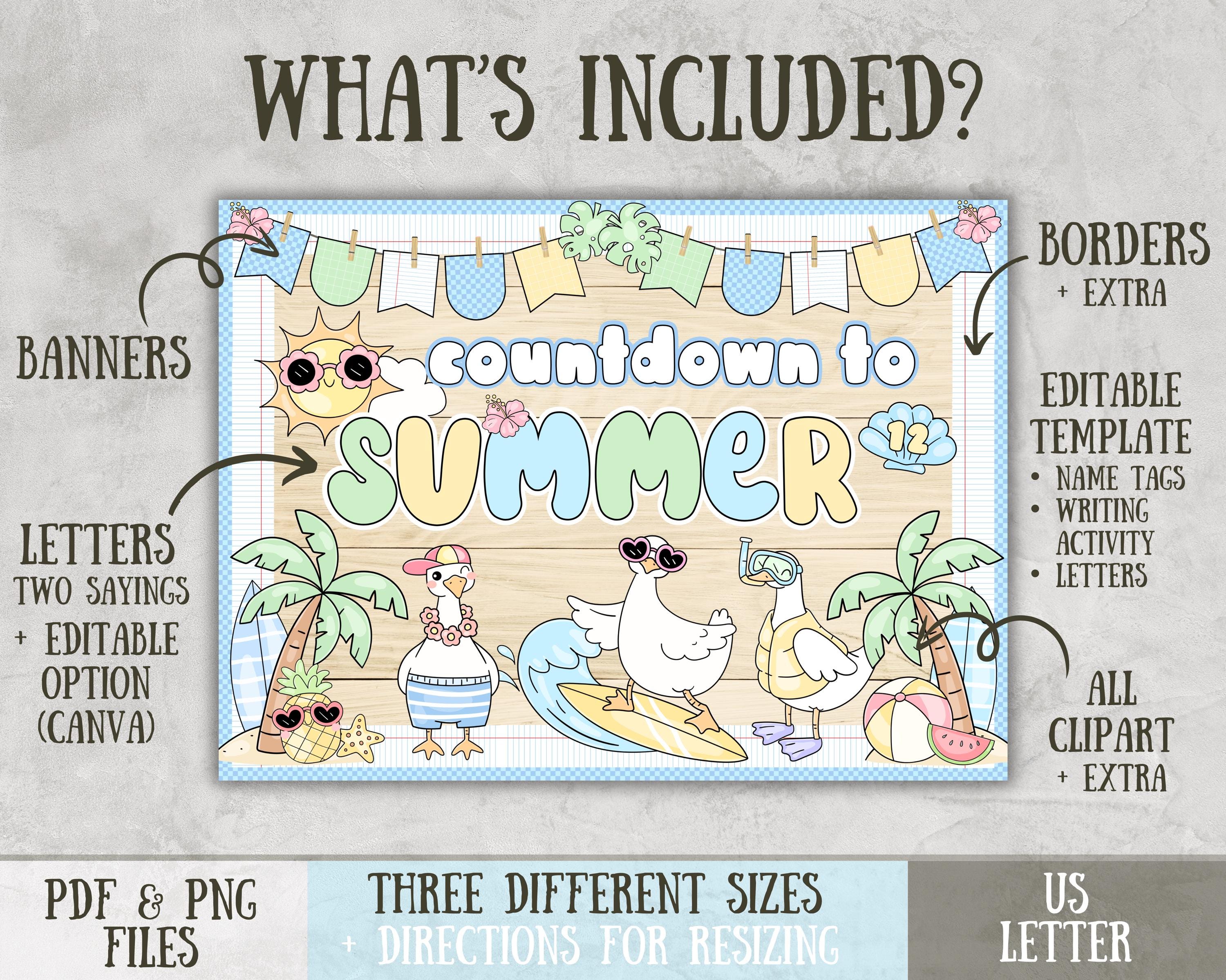 Countdown to Summer Bulletin Board Kit Silly Goose May June Door ...