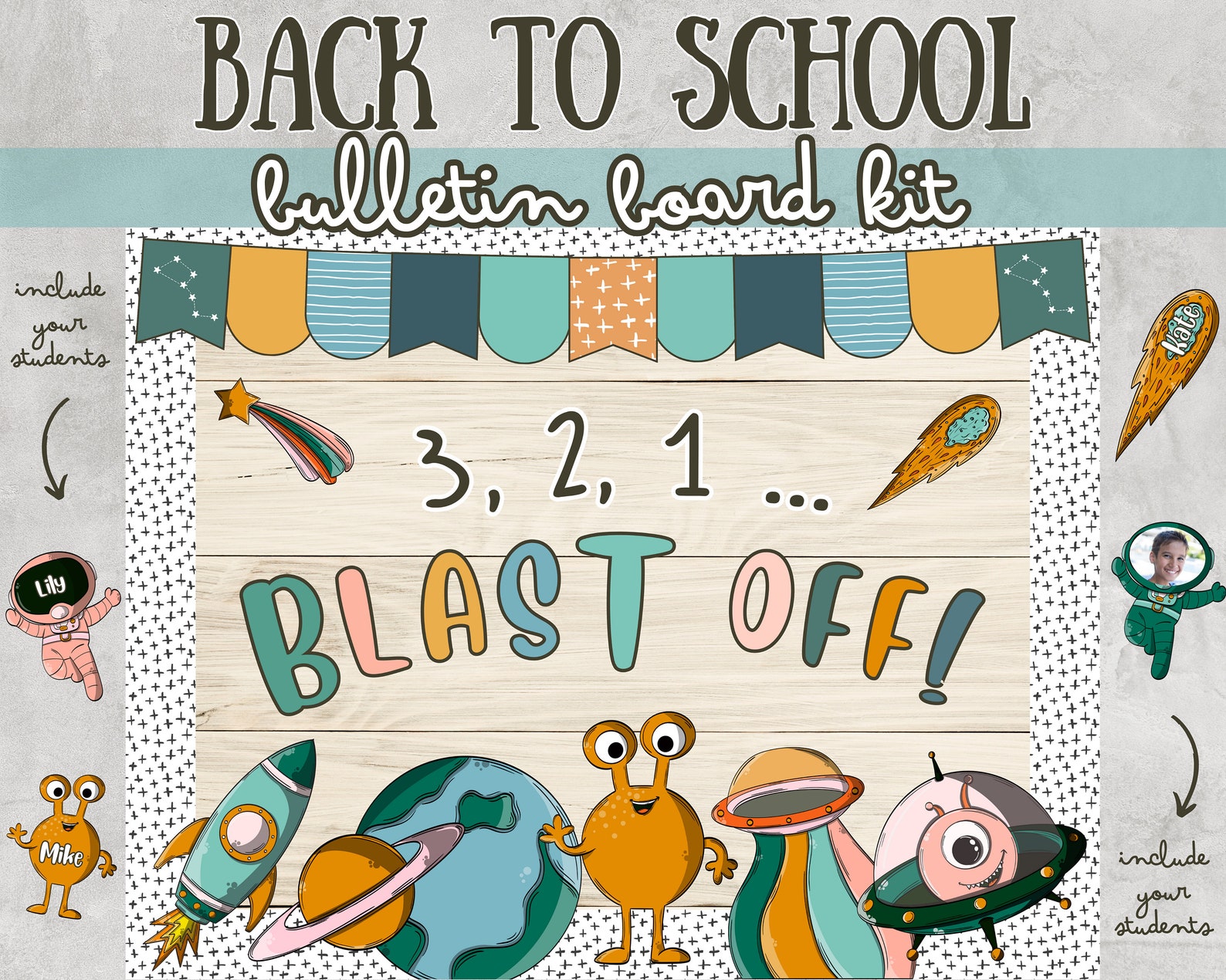 Space Back to School Bulletin Board Kit Welcome Back to School ...