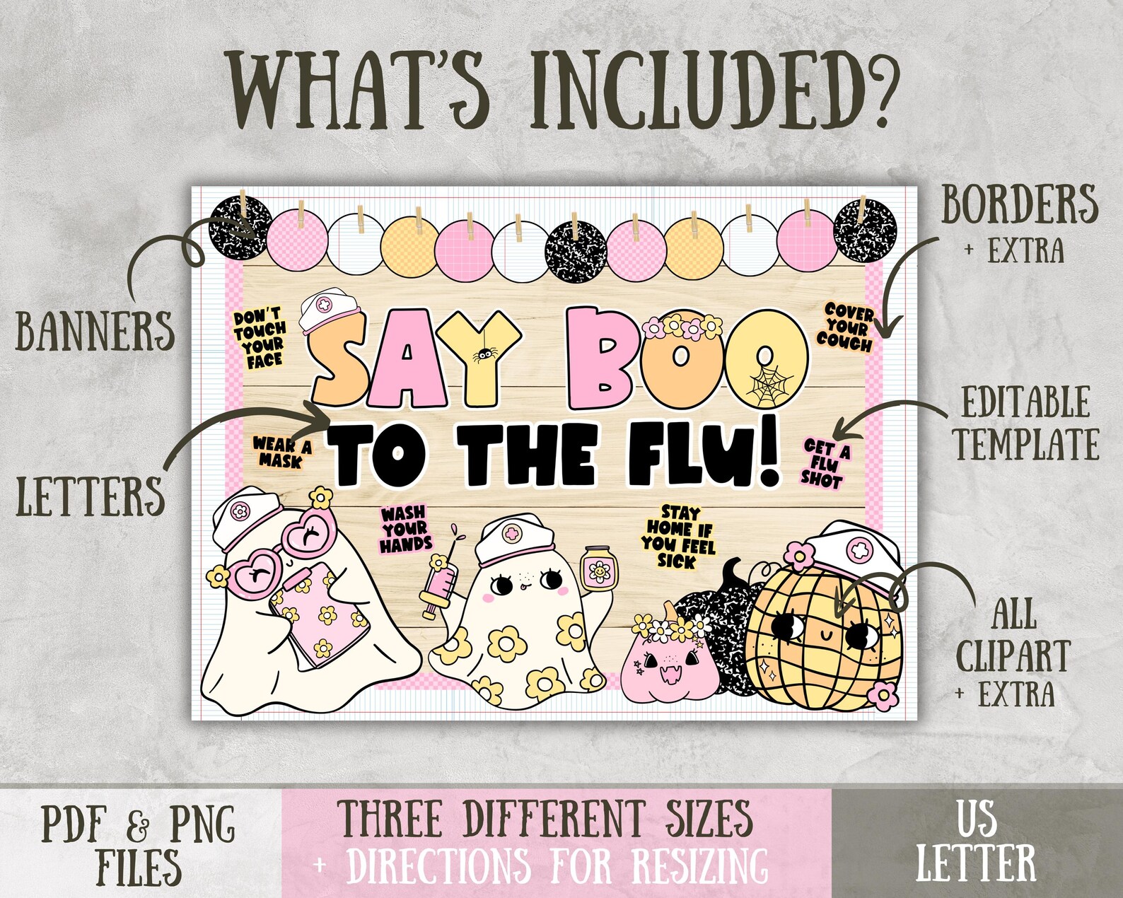 Halloween Bulletin Board Kit School Nurse October Door Decorations Fall ...