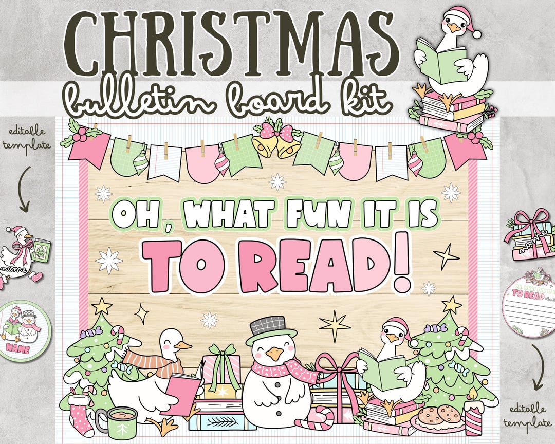 Christmas Bulletin Board Kit Reading Books Learning Library December ...
