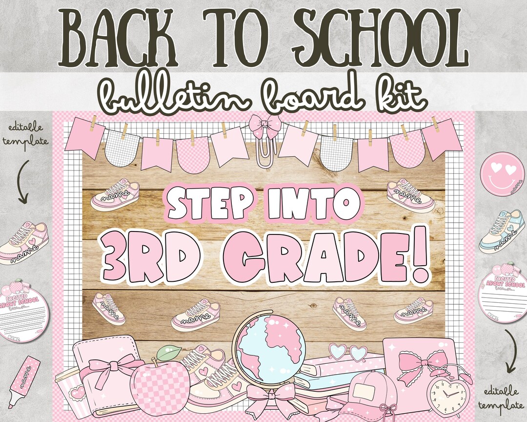 Welcome Back to School Bulletin Board Kit Ideas Girly Pink Pastel ...