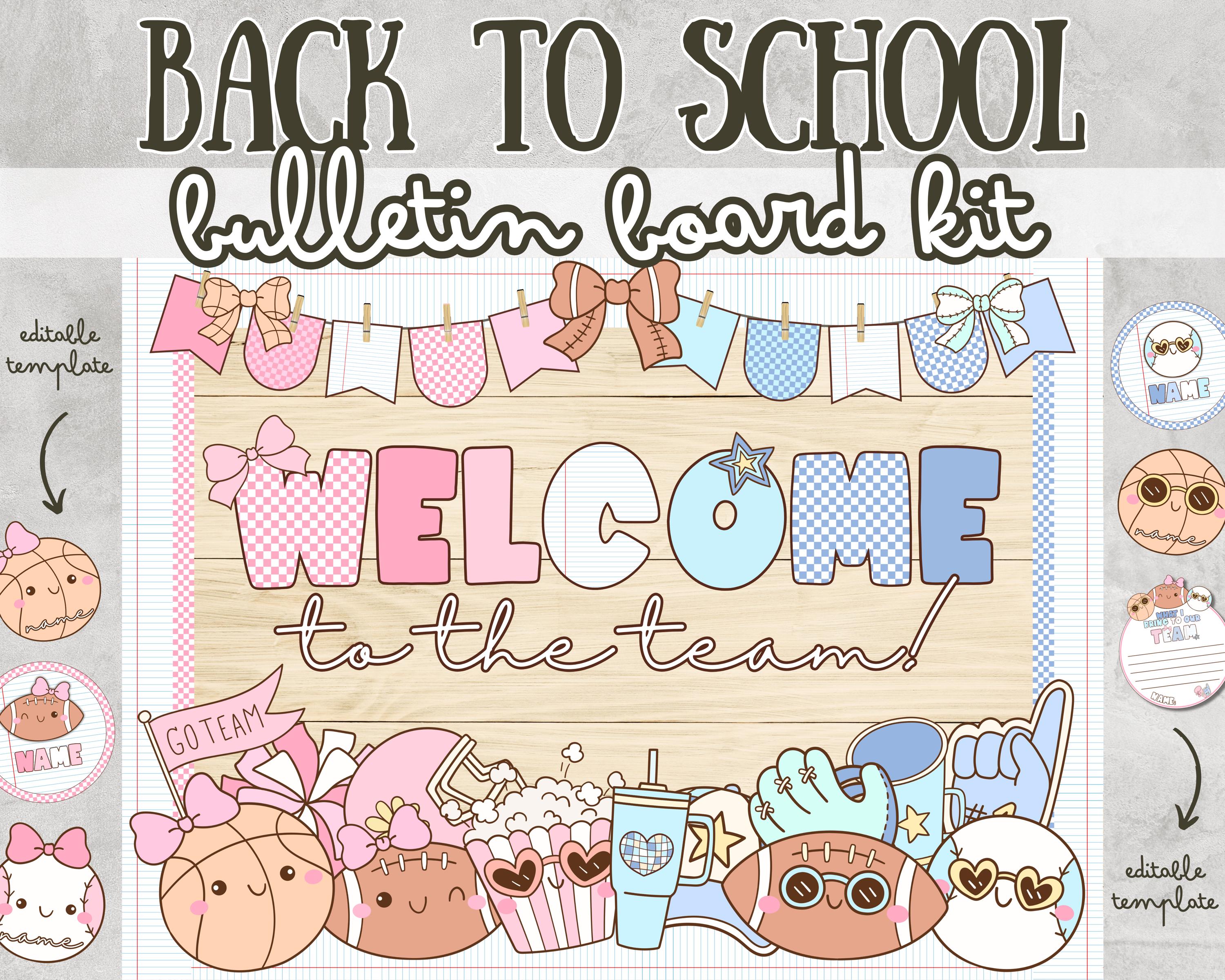 Welcome Back to School Bulletin Board Kit Ideas Sport Team Groovy Girly ...
