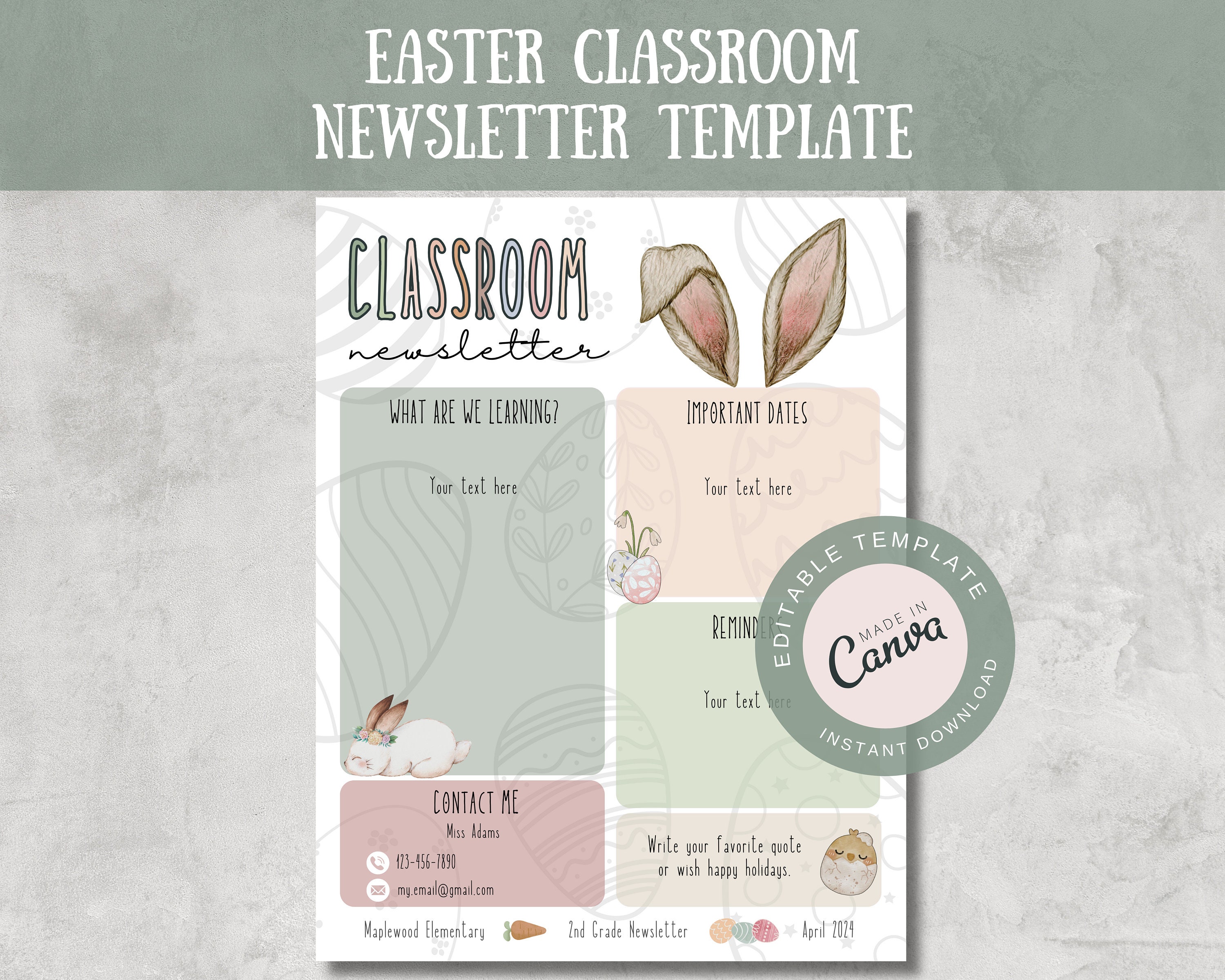 Easter Classroom Newsletter Template School Newsletter Template Canva ...