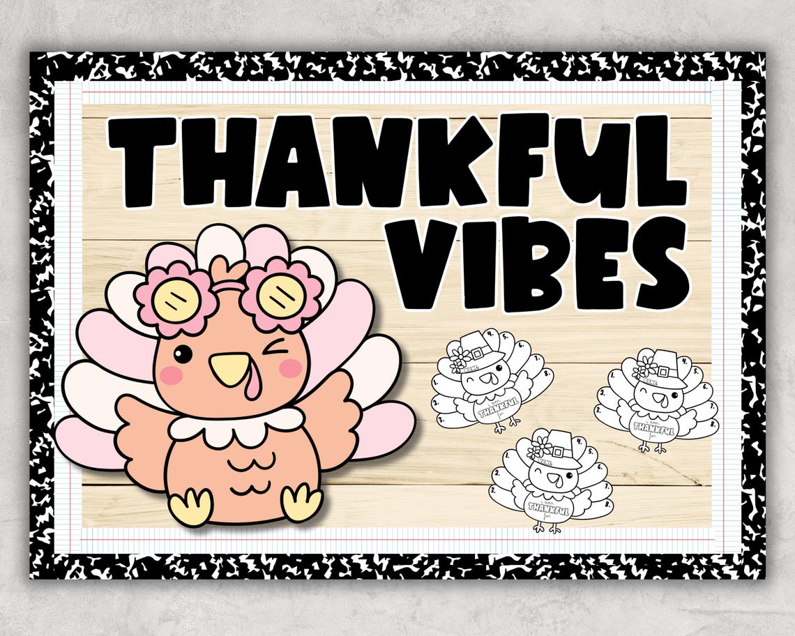 Thanksgiving Bulletin Board Kit Composition Notebook Groovy Retro ...