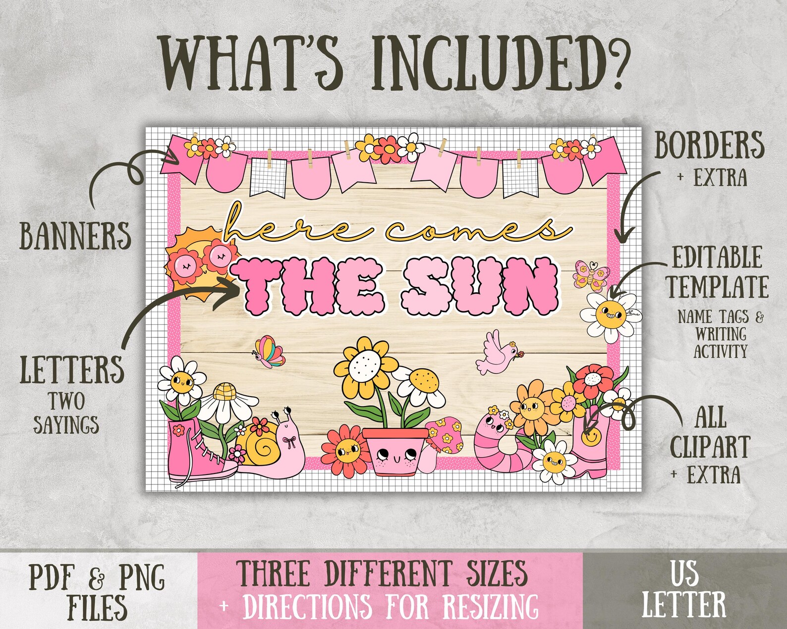 Spring Bulletin Board Ideas Pink April March Bulletin Board Kit Door ...