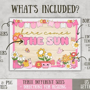 Spring Bulletin Board Ideas Pink April March Bulletin Board Kit Door ...