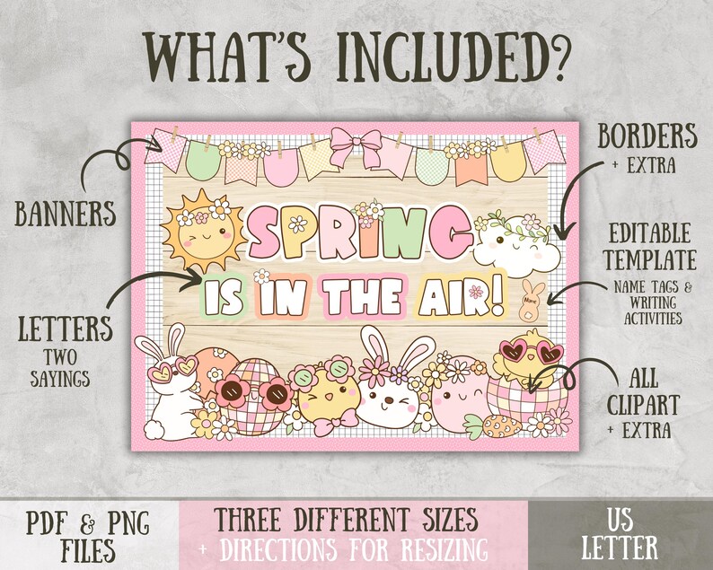 Spring Easter Bulletin Board Ideas April March Bulletin Board Kit Door ...