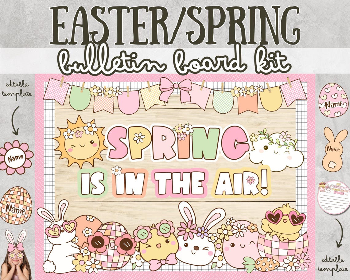 Spring Easter Bulletin Board Ideas April March Bulletin Board Kit Door ...