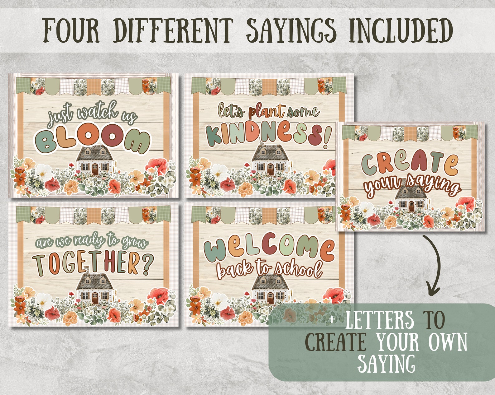 Welcome Back to School Bulletin Board Kit Flowers Back to School ...