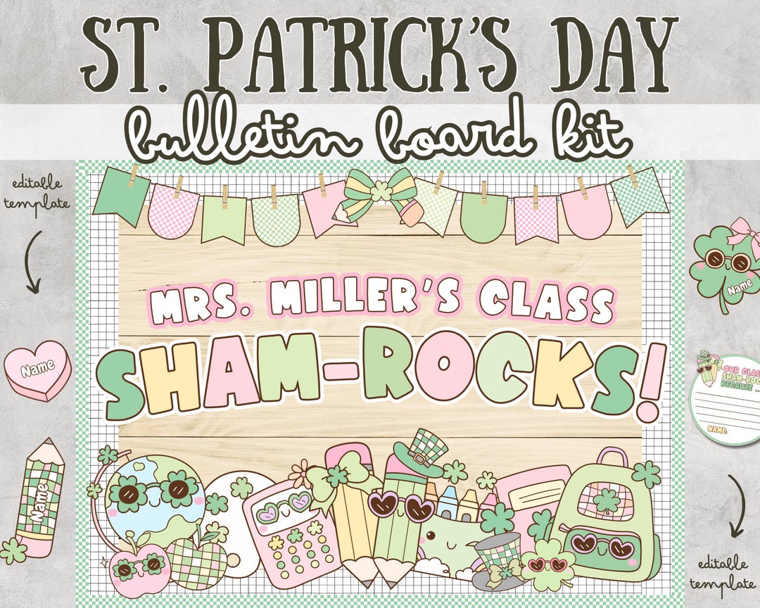 St. Patrick's Day Bulletin Board Ideas Spring March Bulletin Board Kit ...