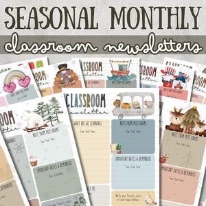 Monthly Classroom Newsletter Template Editable Yearly Bundle School ...