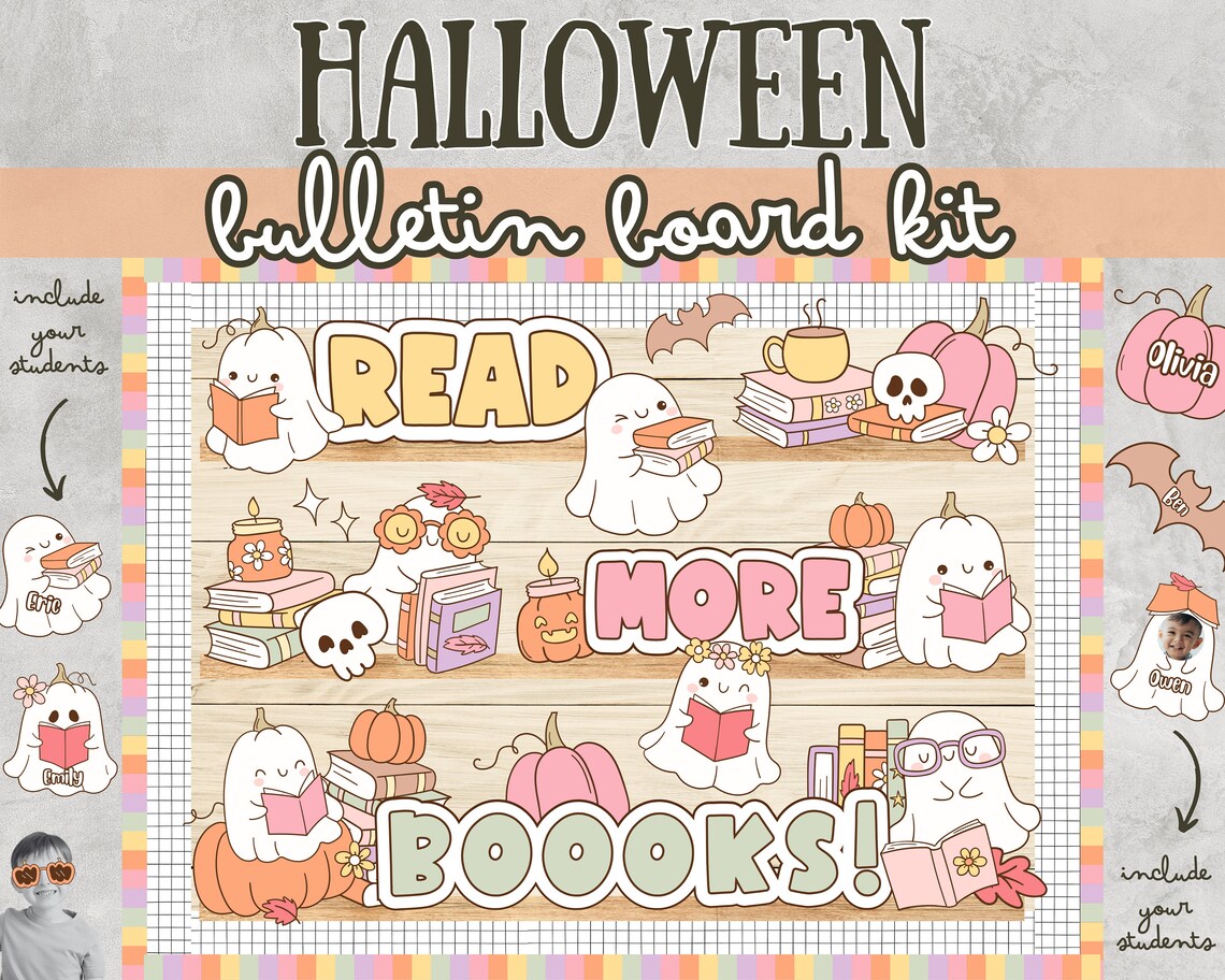 Reading Halloween Bulletin Board Kit October Fall Bulletin Board Autumn ...