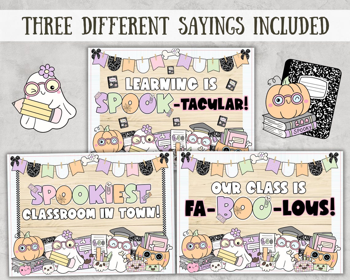 Halloween Bulletin Board Kit Composition Notebook School Supplies ...