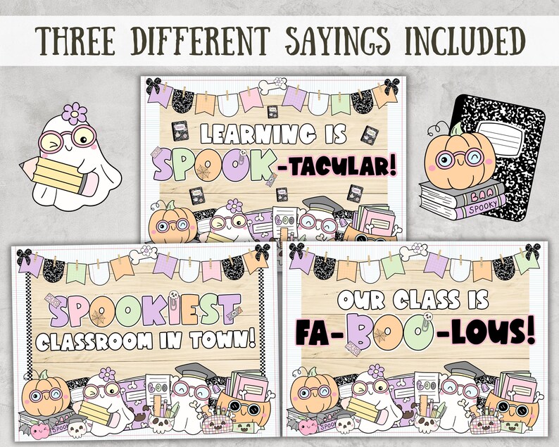Halloween Bulletin Board Kit Composition Notebook School Supplies ...