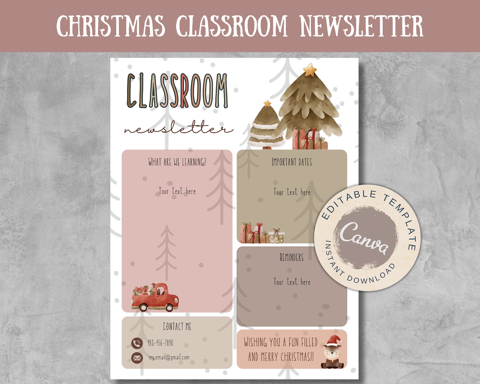 Christmas Newsletter Template Canva Classroom Newsletter December ...