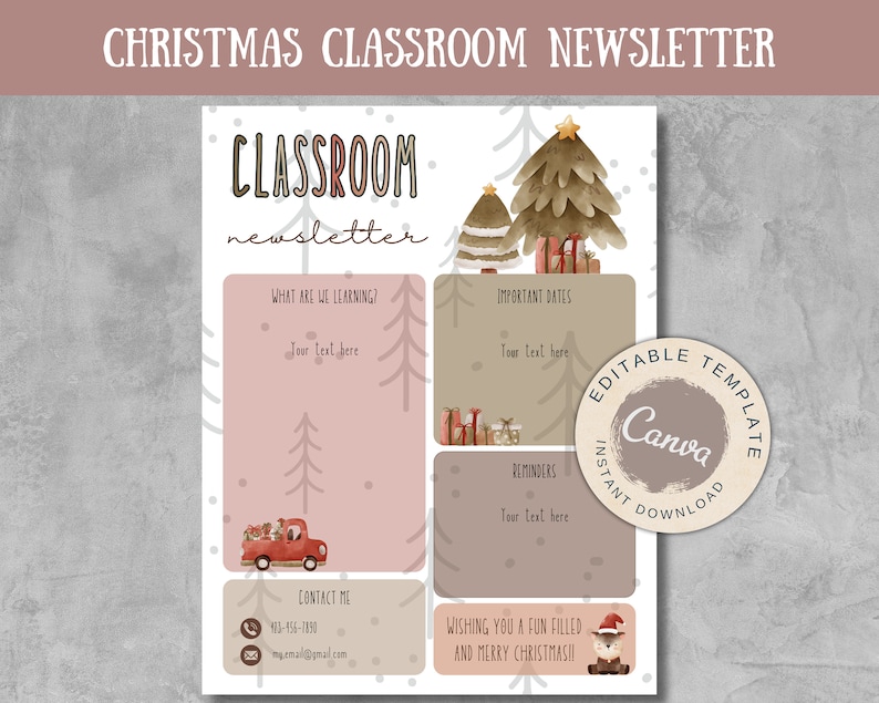 Christmas Newsletter Template Canva Classroom Newsletter December ...