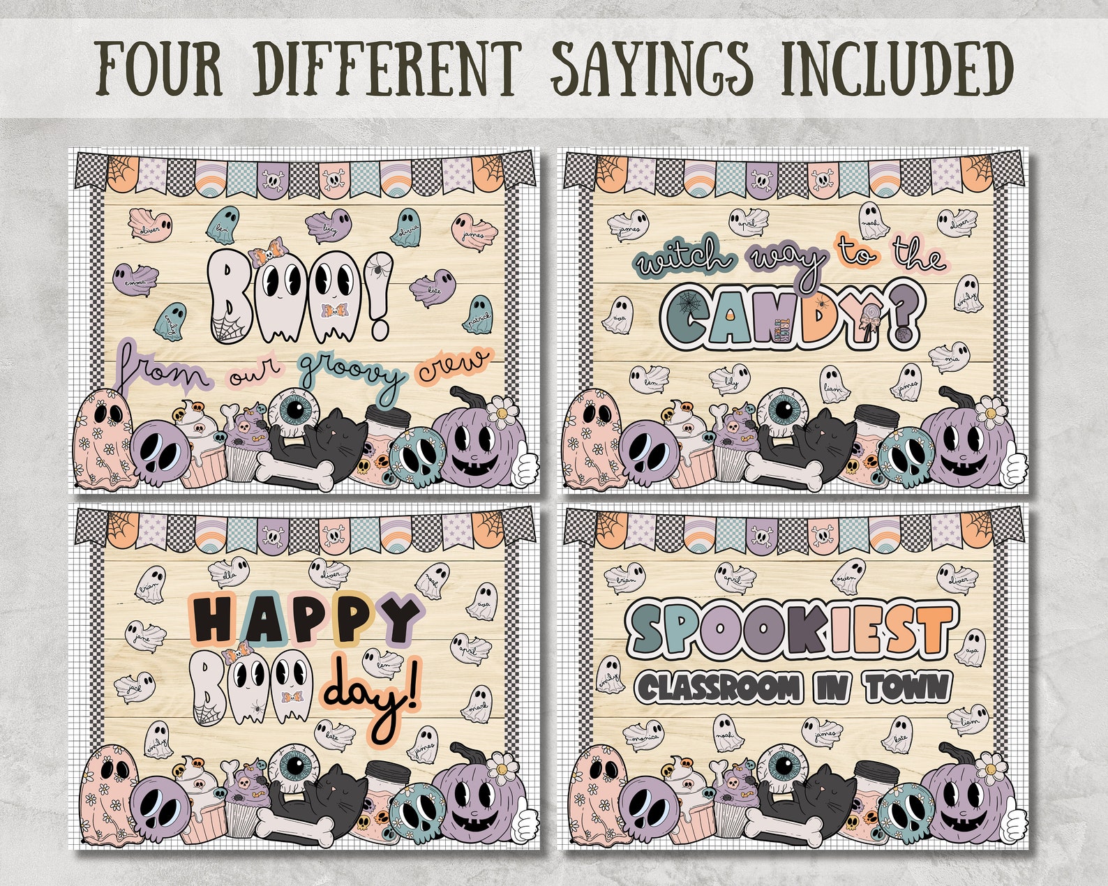 Groovy October Bulletin Board Kit Halloween Fall Bulletin Board Autumn ...