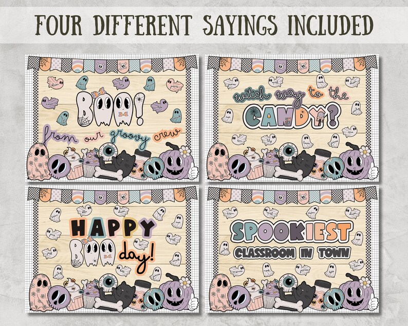 Groovy October Bulletin Board Kit Halloween Fall Bulletin Board Autumn ...