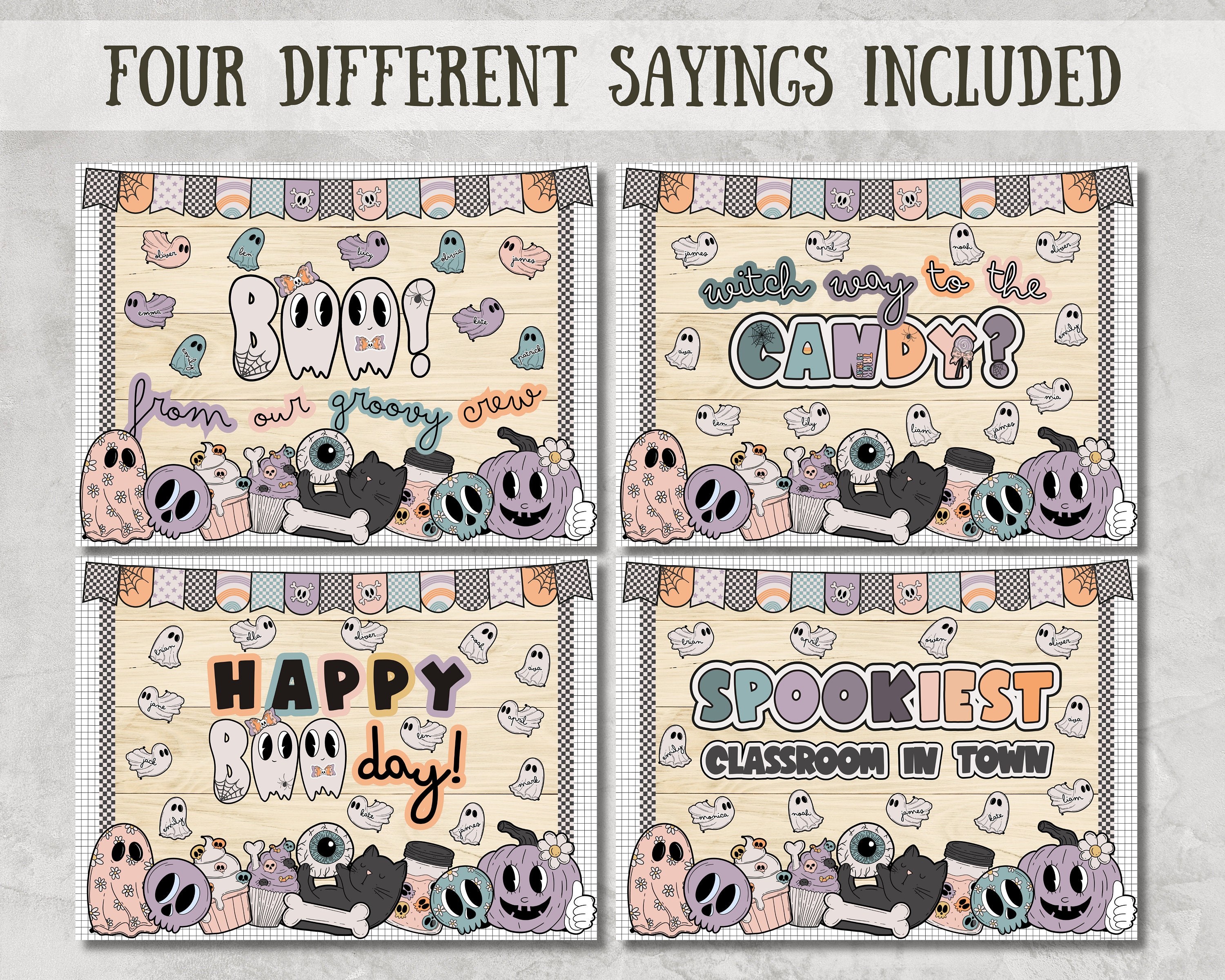 Groovy October Bulletin Board Kit Halloween Fall Bulletin Board Autumn ...