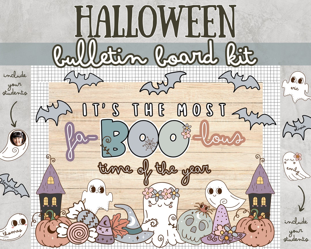 Pastel Halloween Bulletin Board Kit October Fall Bulletin Board Autumn ...