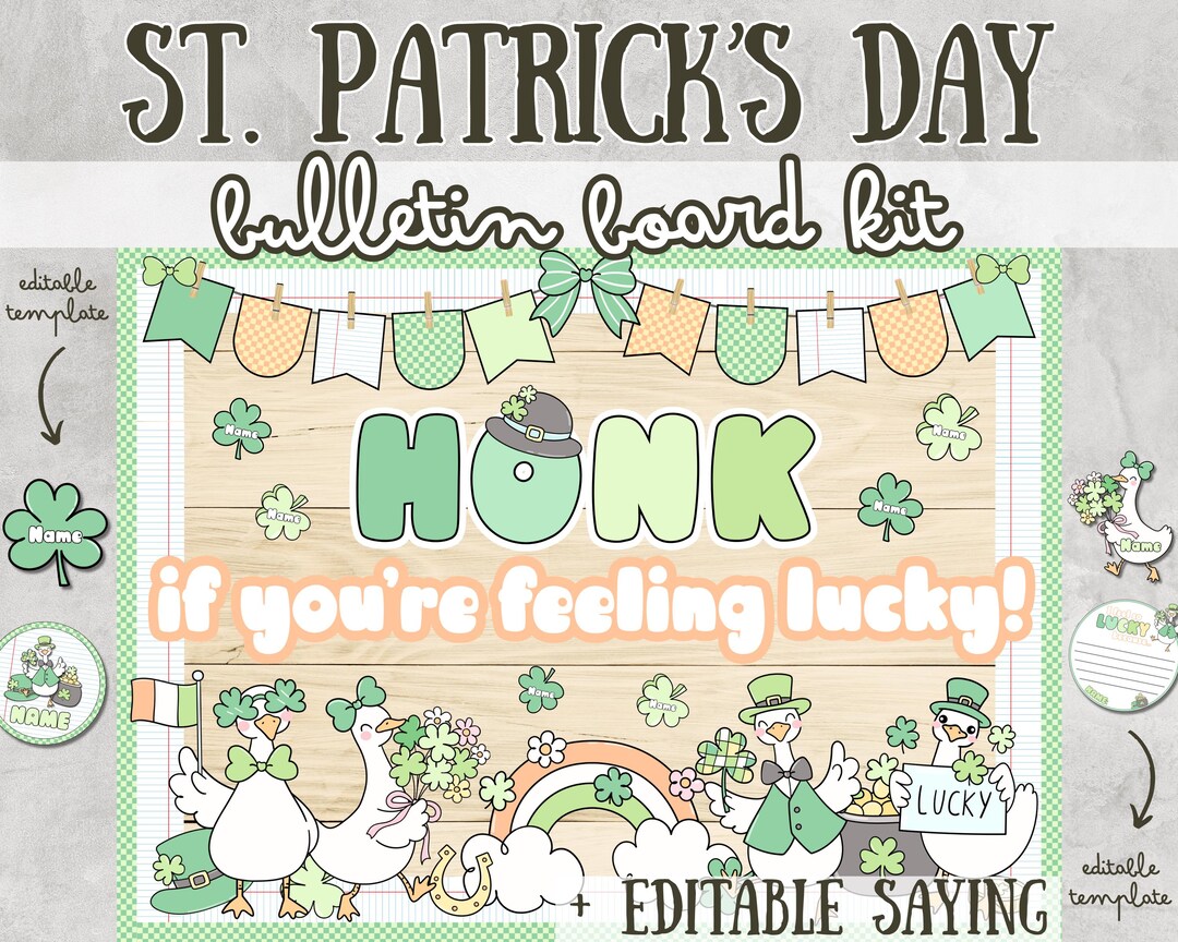 St. Patrick's Day Bulletin Board Kit Silly Goose Groovy Retro March ...