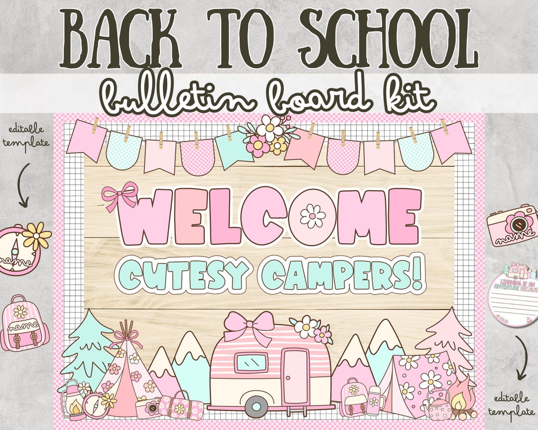 Welcome Back to School Bulletin Board Kit Ideas Camping Door ...