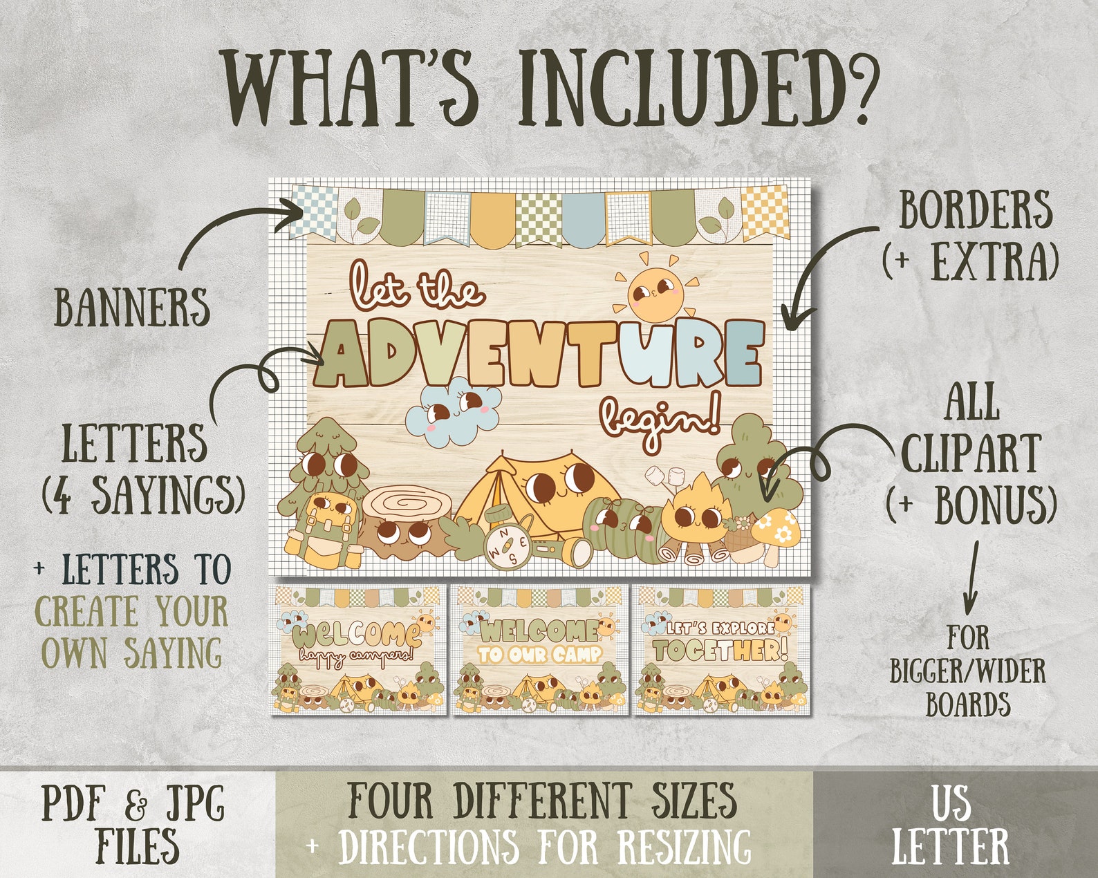 Camping Back to School Bulletin Board Kit Welcome Back to School ...